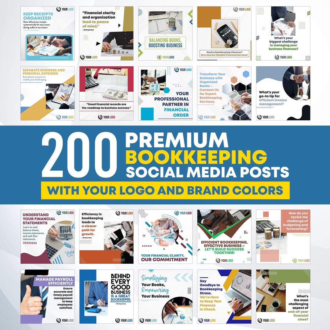 200 Premium Bookkeeping Posts for Social Media With Your Logo and Brand ...