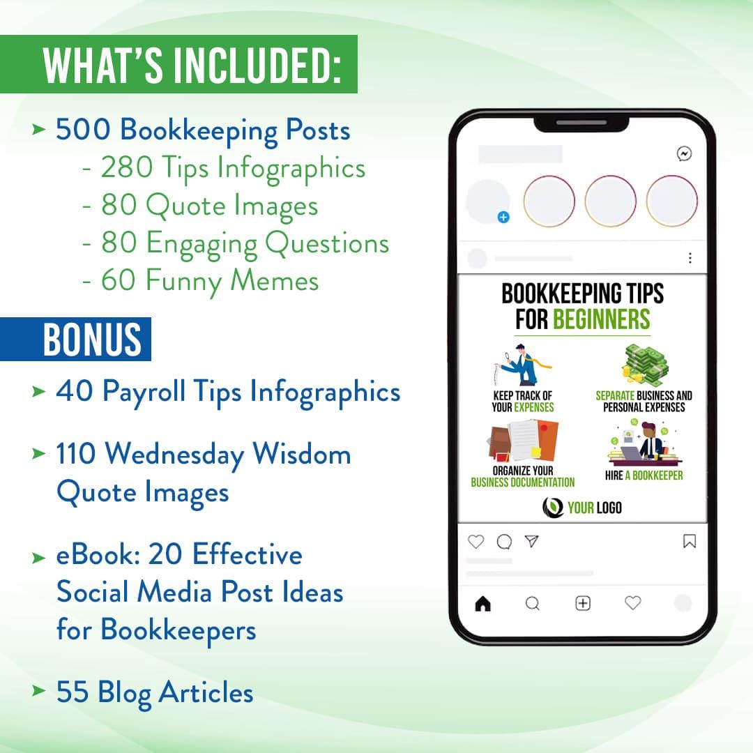 500 Bookkeeping Posts for Social Media With Your Logo and Brand Colors ...