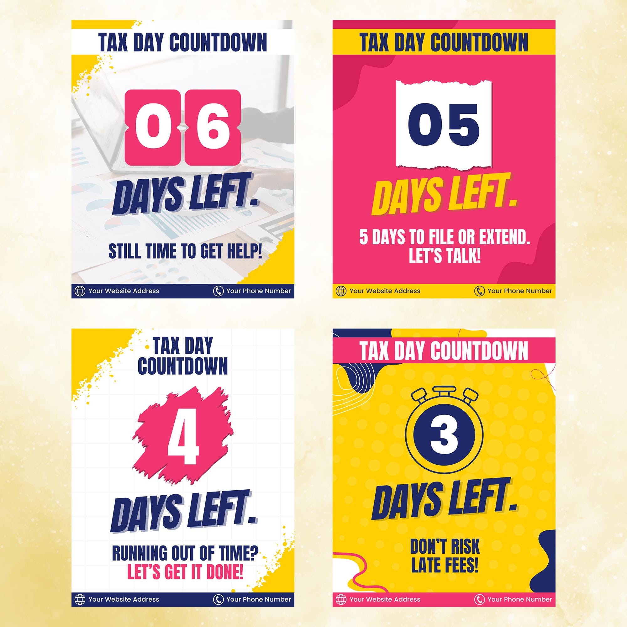 11 Tax Day Countdown Canva Templates | Tax Prep Flyer | Tax Season 2025 ...