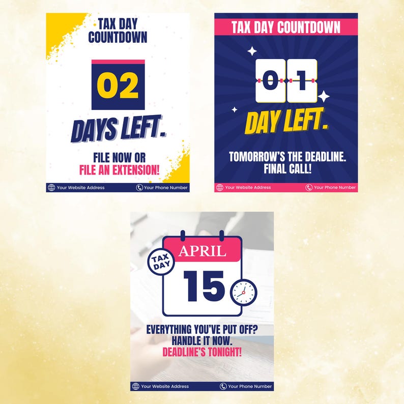 11 Tax Day Countdown Canva Templates | Tax Prep Flyer | Tax Season 2025 ...