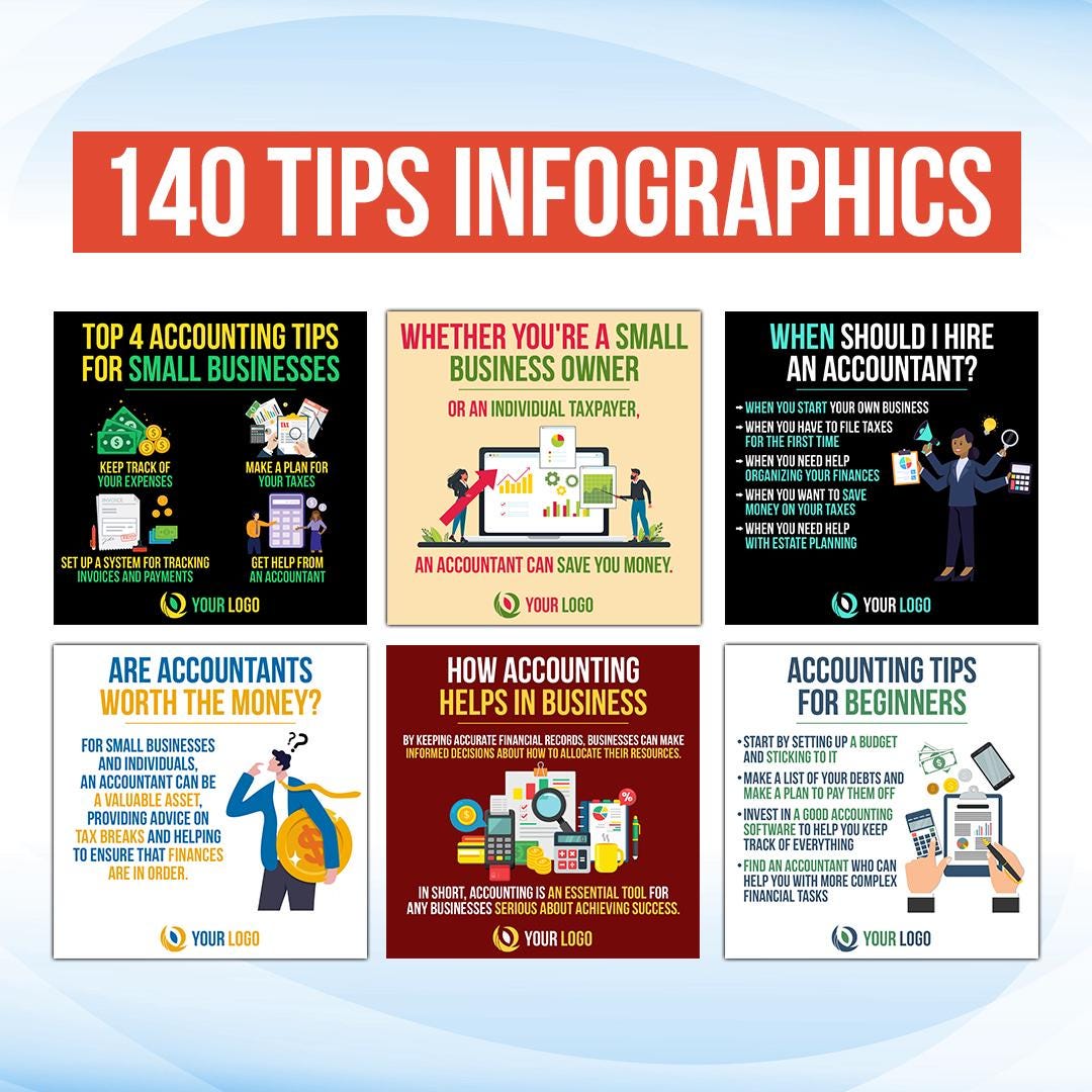 300 Accounting Posts for Social Media With Your Logo and Brand Colors ...