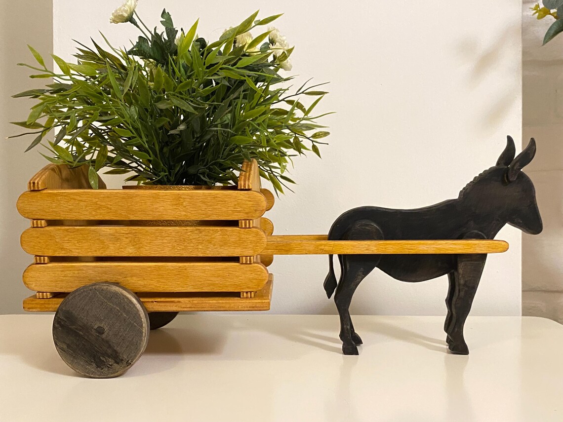 Handmade Wooden Donkey Cart Planter – Rustic Home Déco - Etsy