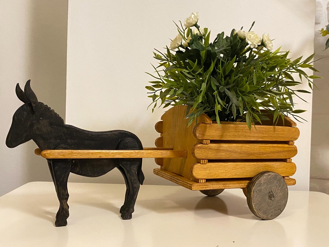 Handmade Wooden Donkey Cart Planter – Rustic Home Déco - Etsy