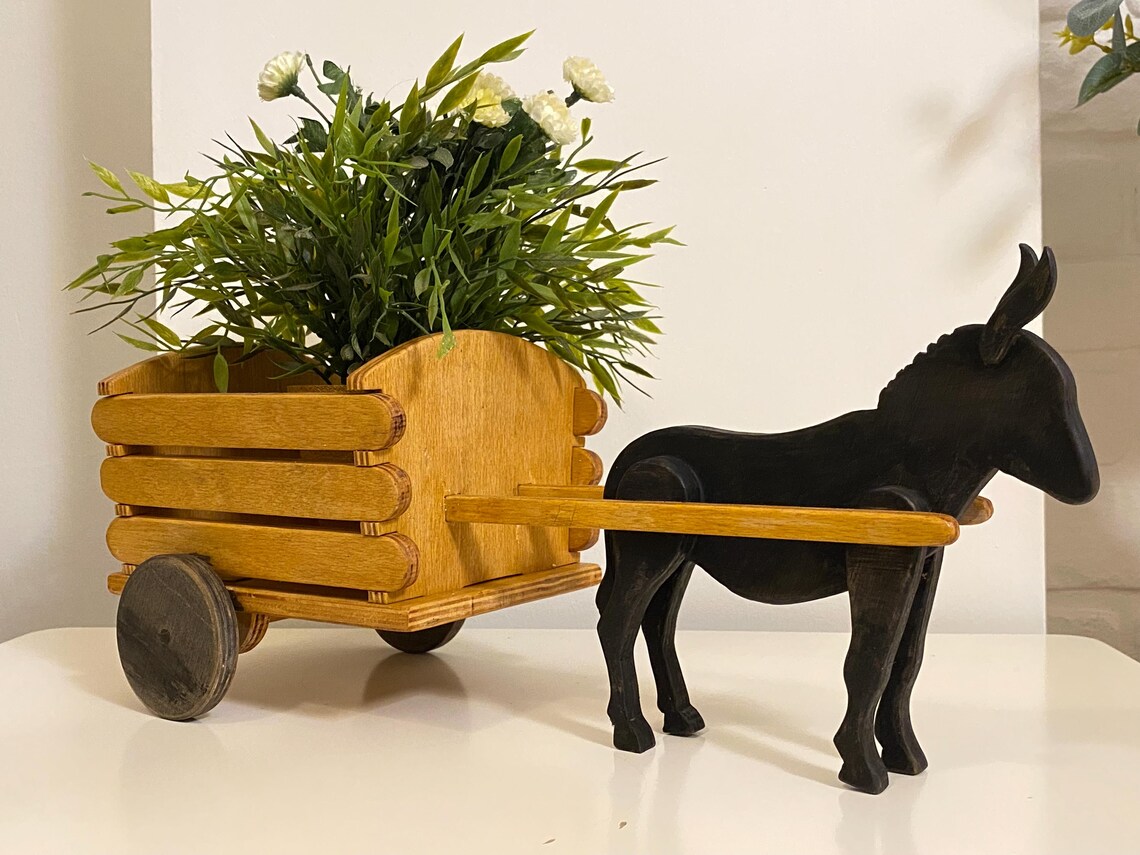 Handmade Wooden Donkey Cart Planter – Rustic Home Déco - Etsy