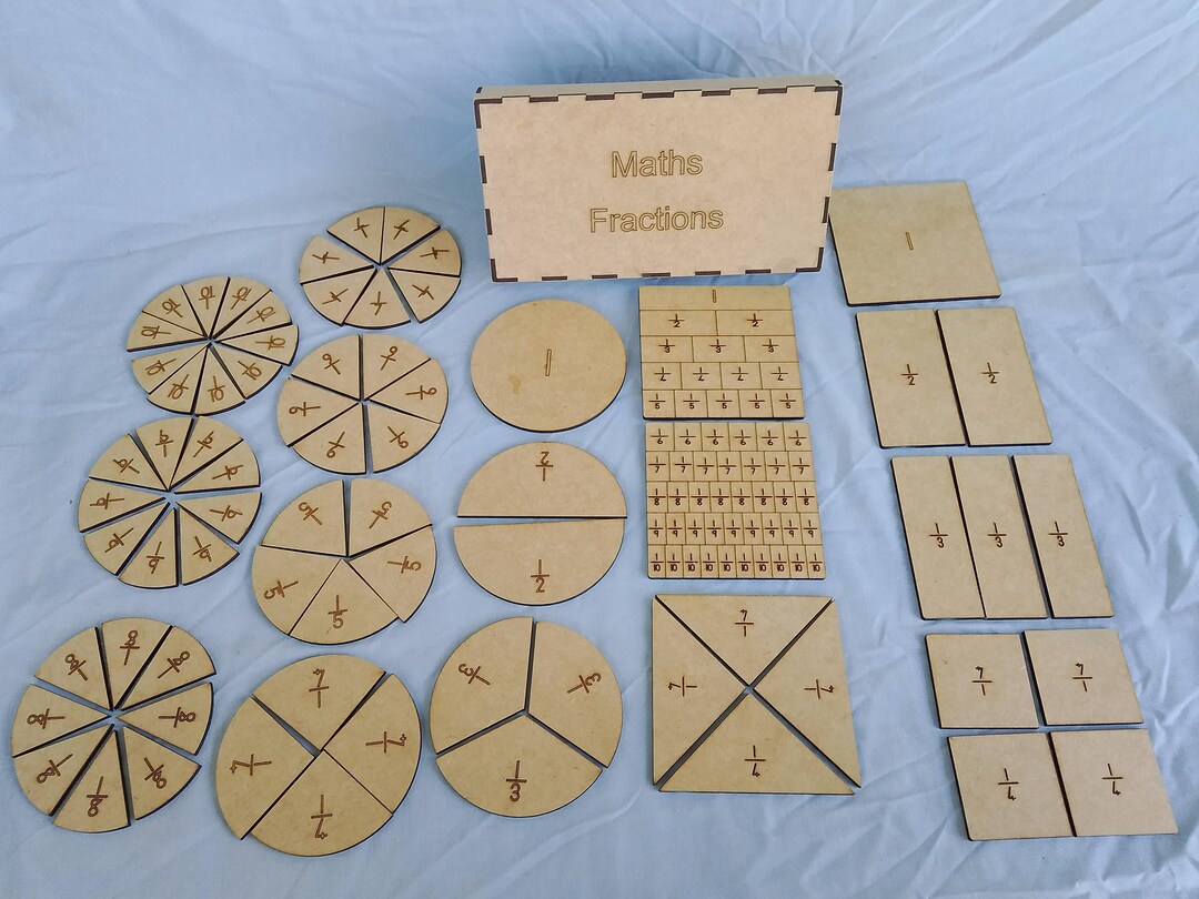Maths Fractions Kit With Free Fractions Game. (ai,cdr,dxf,pdf,svg) - Etsy