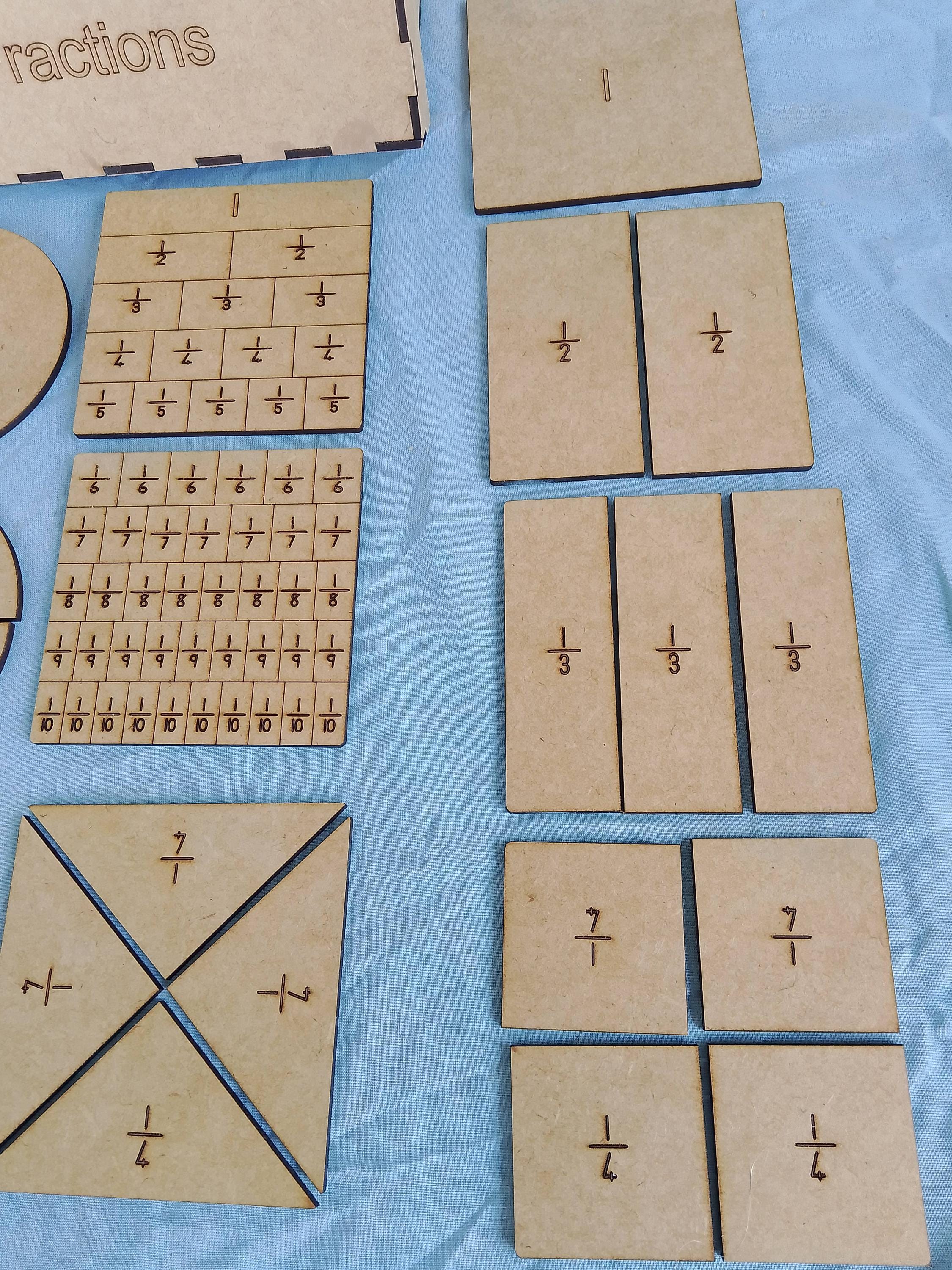 Maths Fractions Kit With Free Fractions Game. Dxf, Pdf, Ai, Cdr X6, Svg ...