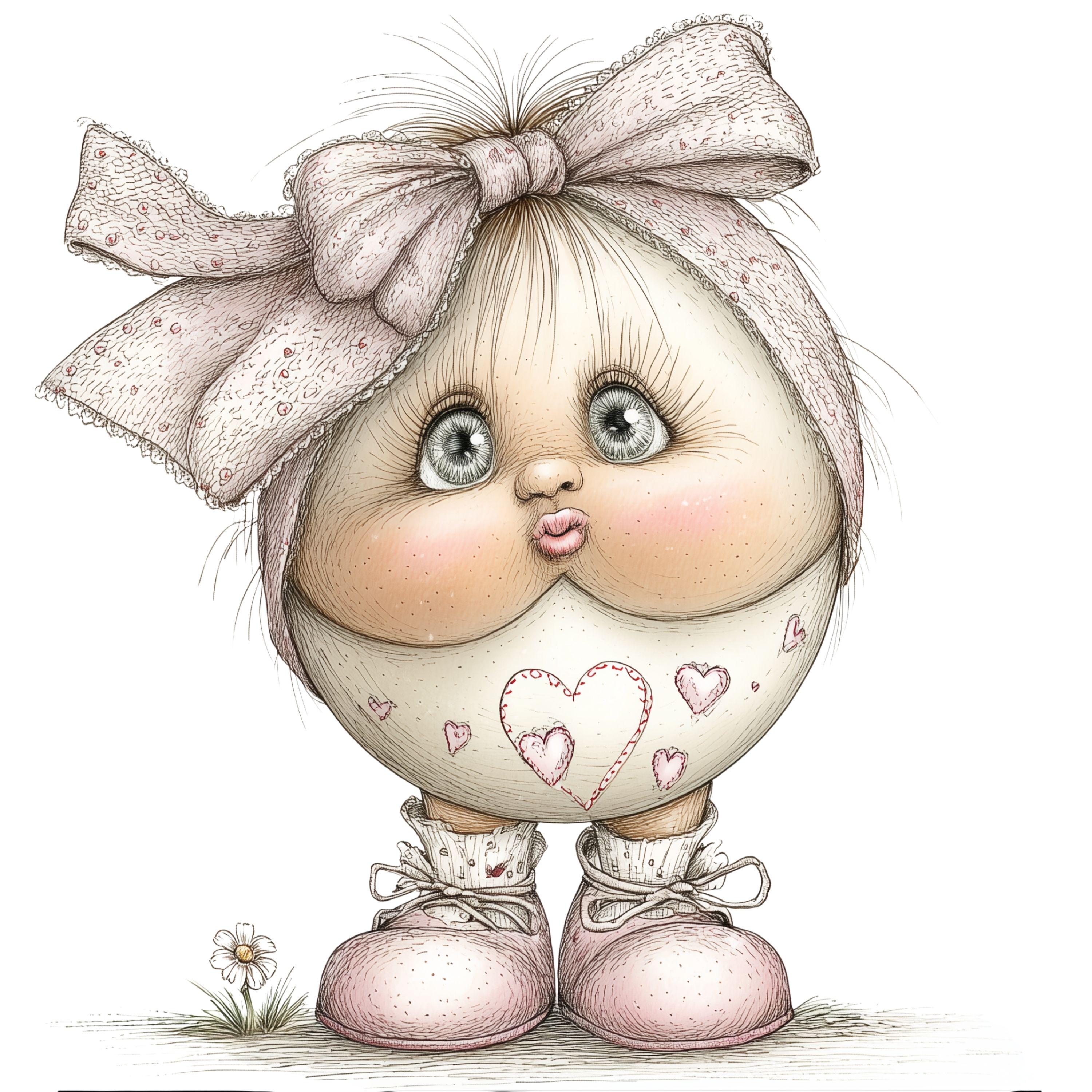 20 Whimsical Easter Egg Character PNG Clipart, Spring Egg Girl Graphics ...