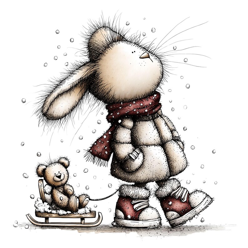 Cozy Winter Bunny PNG Clipart Bundle, 20 Cute Bunny Pngs, Christmas ...