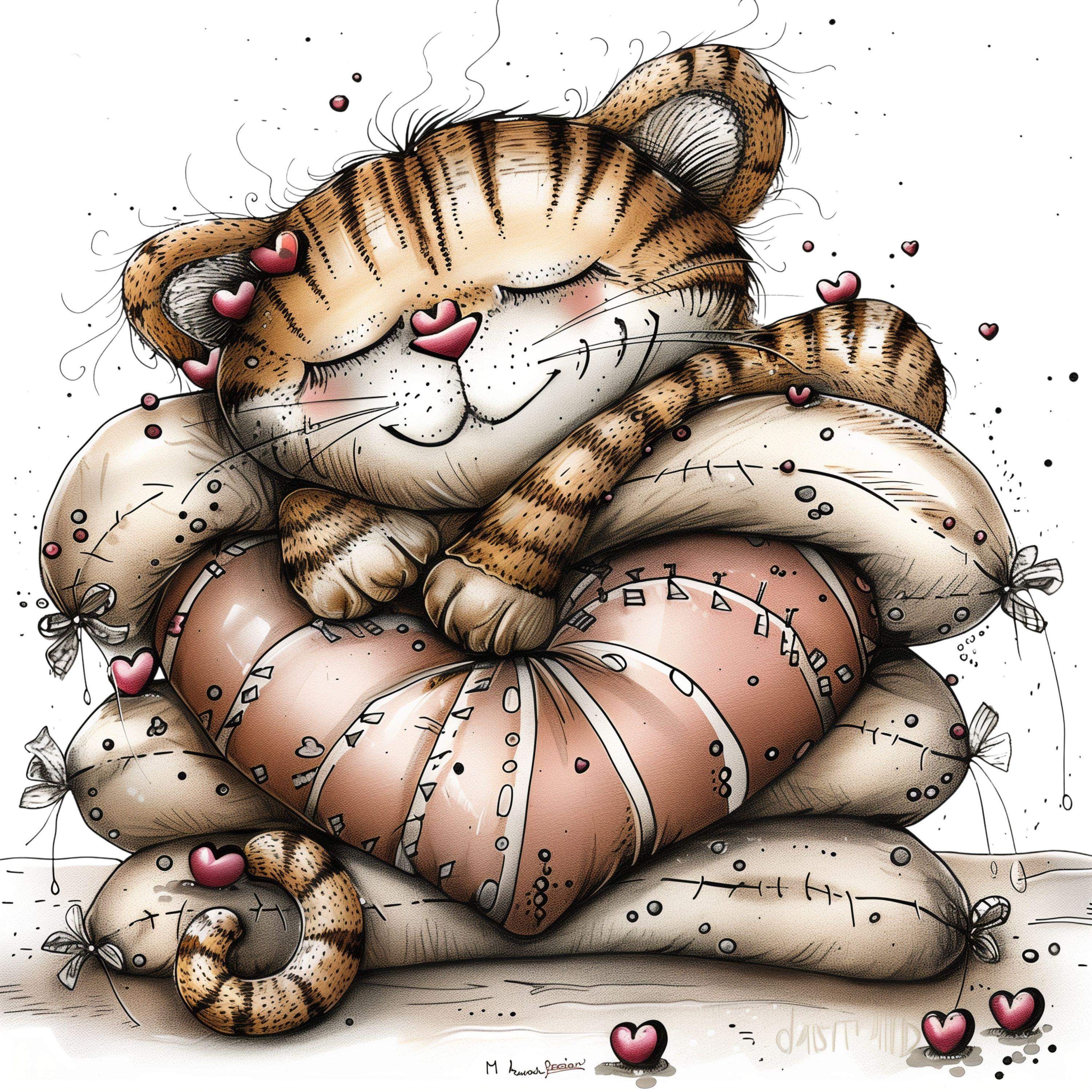20 Valentine Tiger Clipart PNG Bundle, Cute Tiger Cubs With Hearts ...