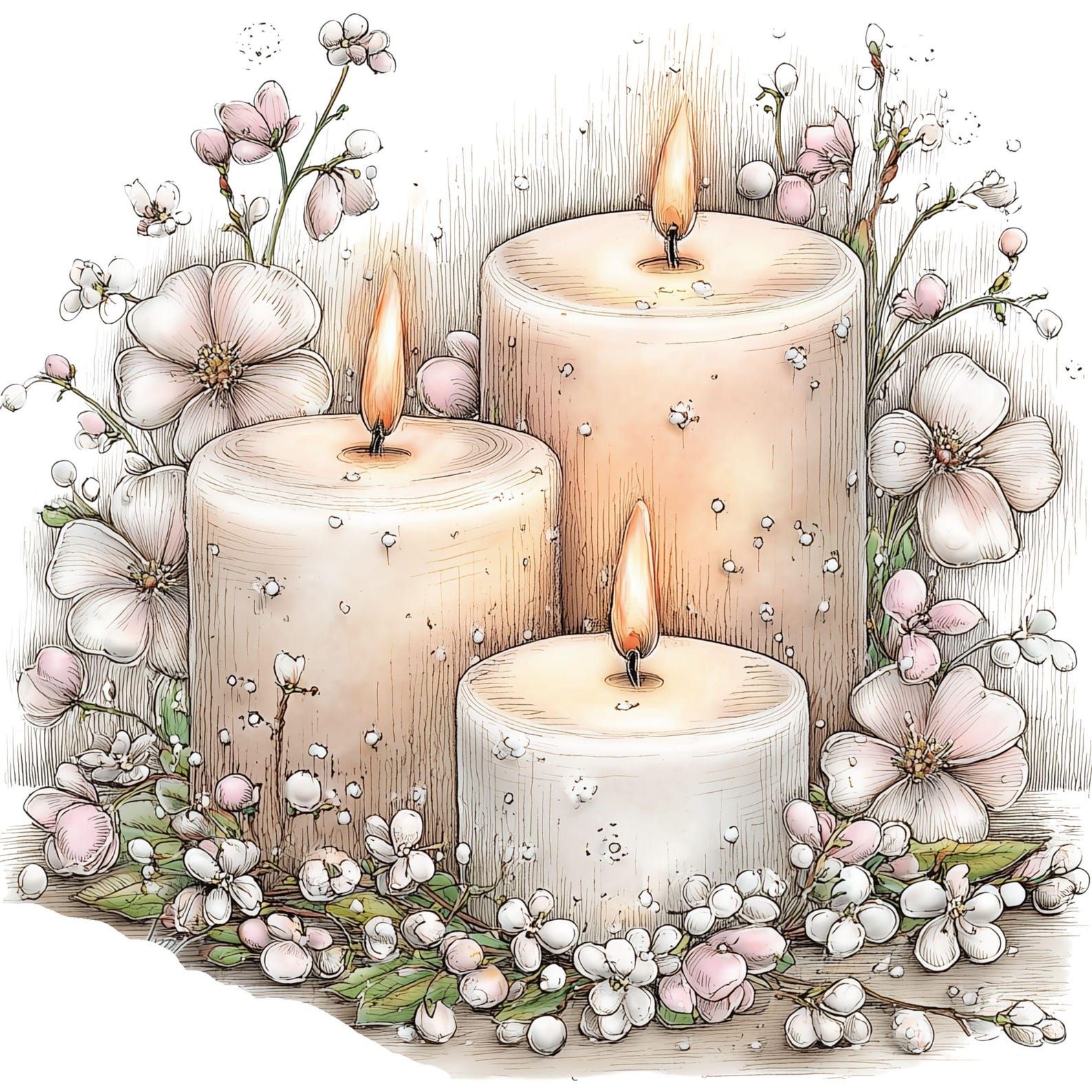 Sympathy Lilies & Candle Memorial Clipart Bundle, 18 Soft Neutral ...