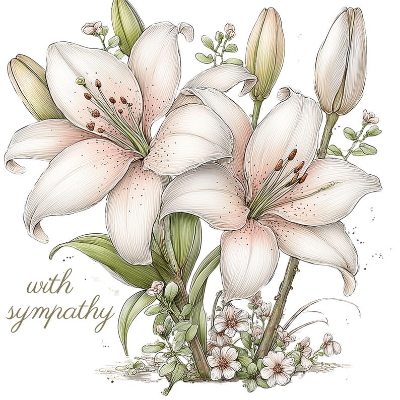Sympathy Lilies & Candle Memorial Clipart Bundle, 18 Soft Neutral ...
