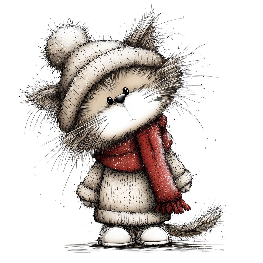 Cozy Winter Kitten PNG Clipart Bundle, 20 Cute Cat Pngs, Christmas ...