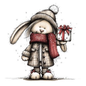 Cozy Winter Bunny PNG Clipart Bundle, 20 Cute Bunny Pngs, Christmas ...