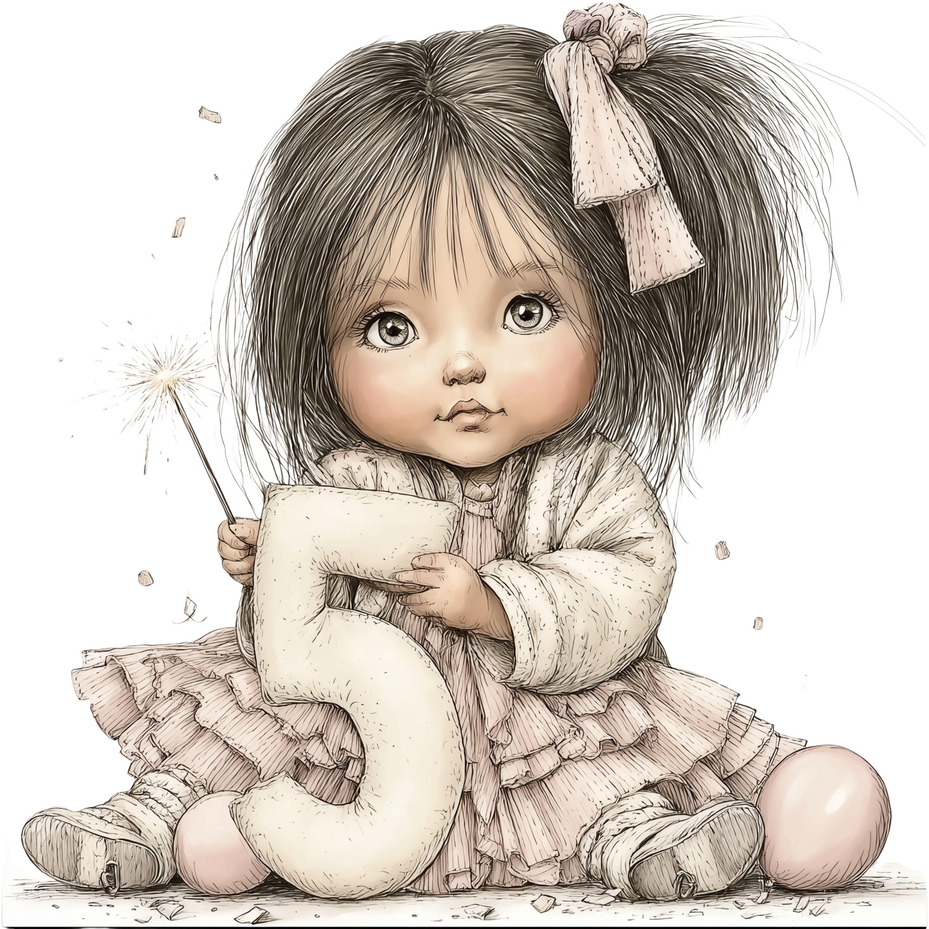 Birthday Girl Number Clipart 1–13 PNG, Birthday Numbers for Girls, Kids ...