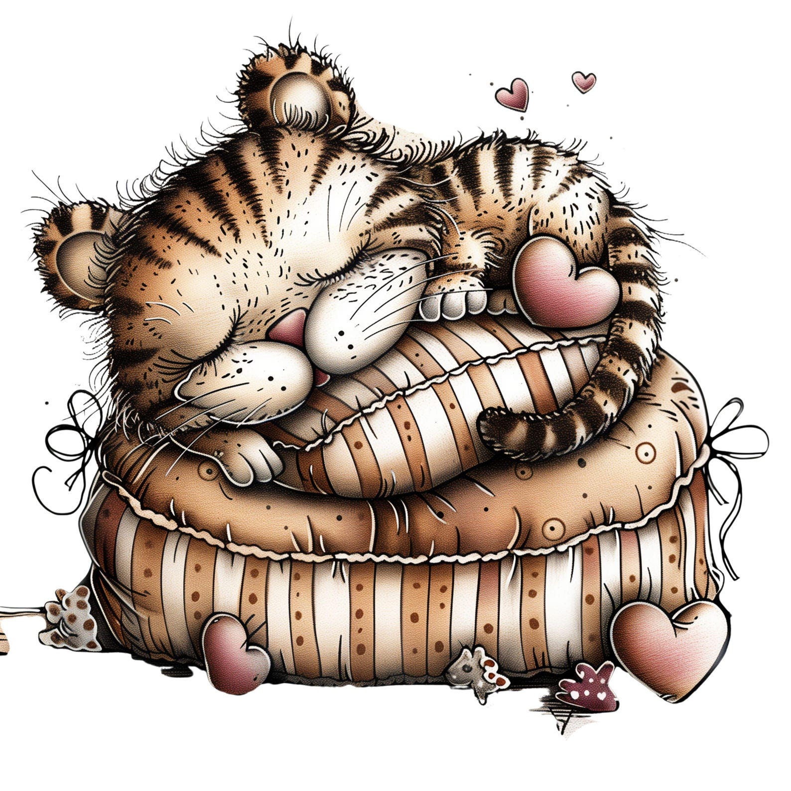 20 Valentine Tiger Clipart PNG Bundle, Cute Tiger Cubs With Hearts ...