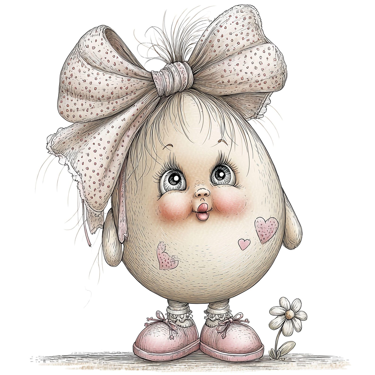 20 Whimsical Easter Egg Character PNG Clipart, Spring Egg Girl Graphics ...