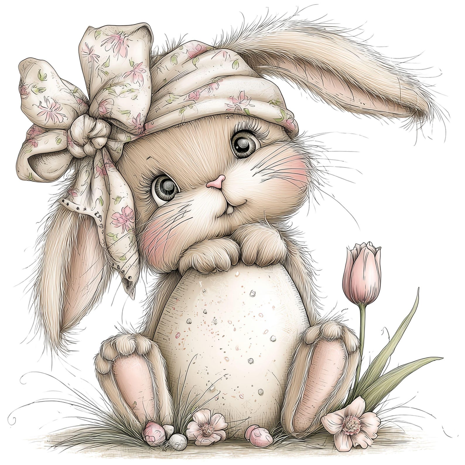 10 Whimsical Easter Bunny PNG Clipart, Happy Easter Bunny With Sign ...