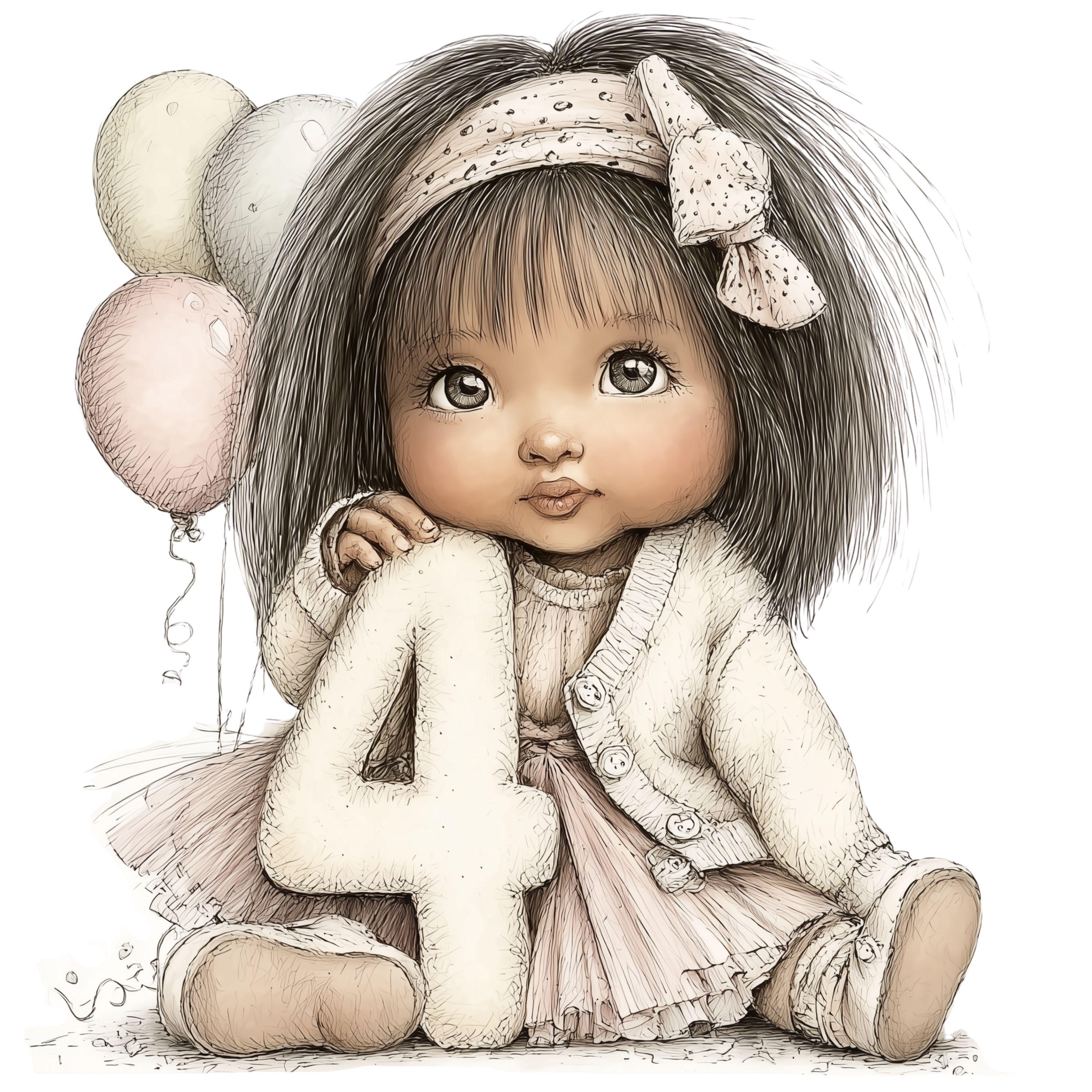 Birthday Girl Number Clipart 1–13 PNG, Birthday Numbers for Girls, Kids ...