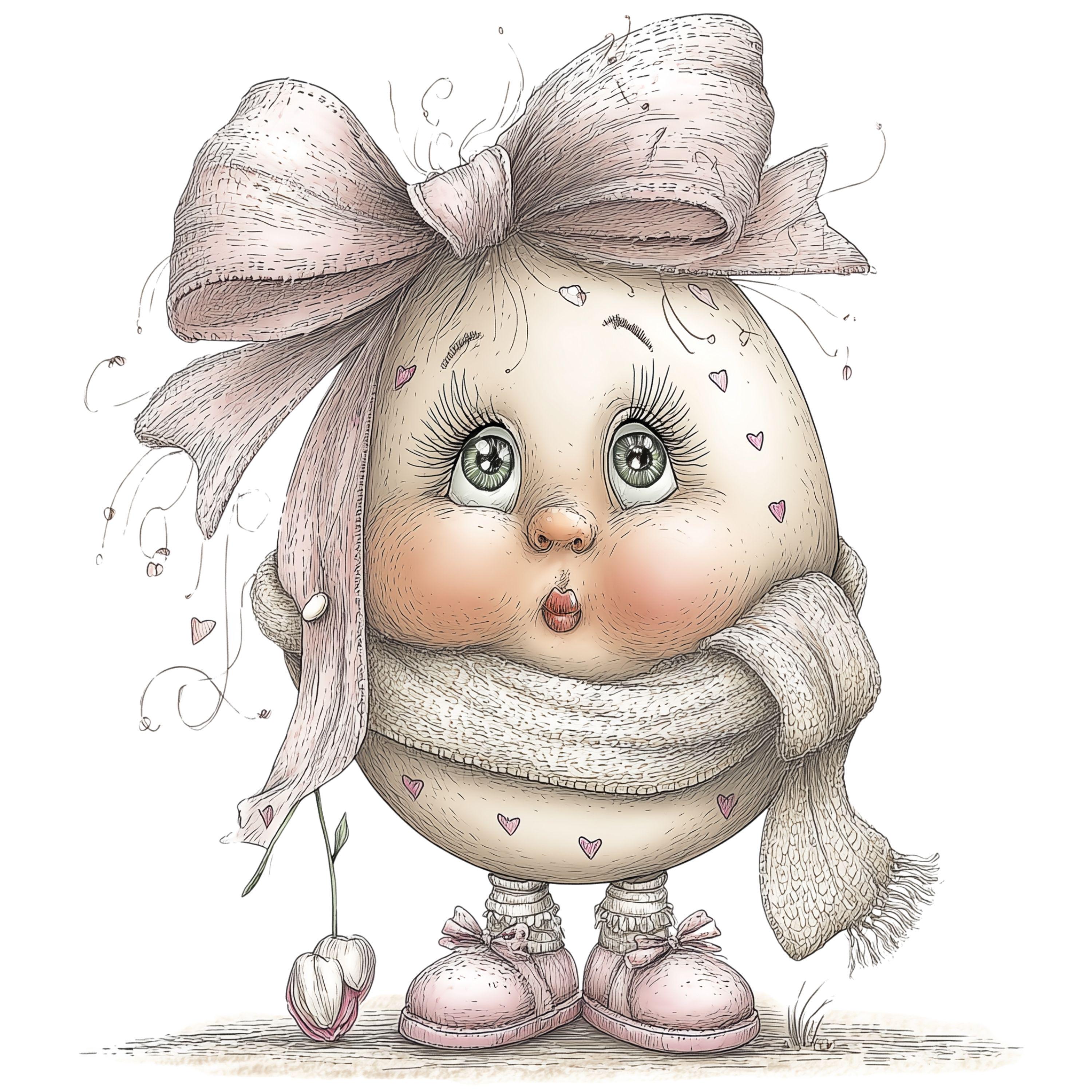 20 Whimsical Easter Egg Character PNG Clipart, Spring Egg Girl Graphics ...