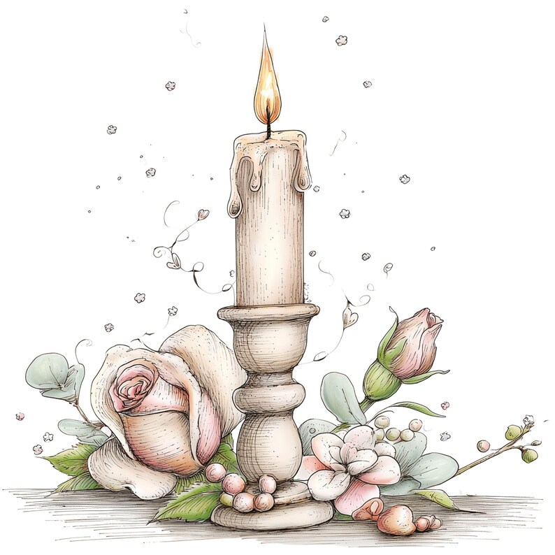 Sympathy Candle Cross Floral Clipart Bundle PNG - 11 Christian Funeral ...