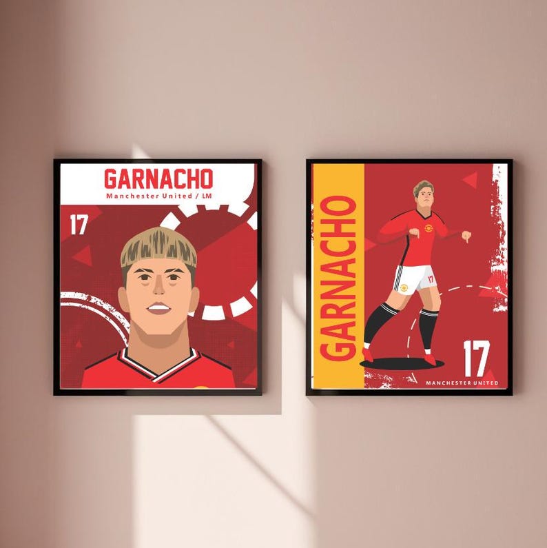 Alejandro Garnacho Digital Poster Set Iconic Portrait & Celebration ...
