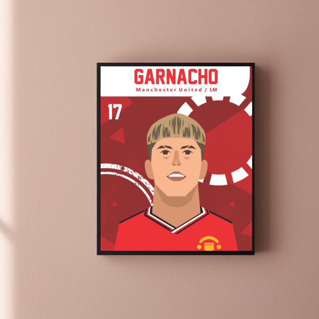 Garnacho Digital Portrait Poster | Manchester United Football Art Print ...