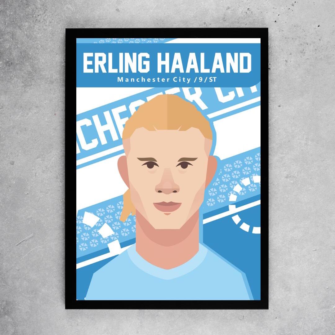 Erling Haaland Digital Portrait Poster | Football Printable Wall Art ...