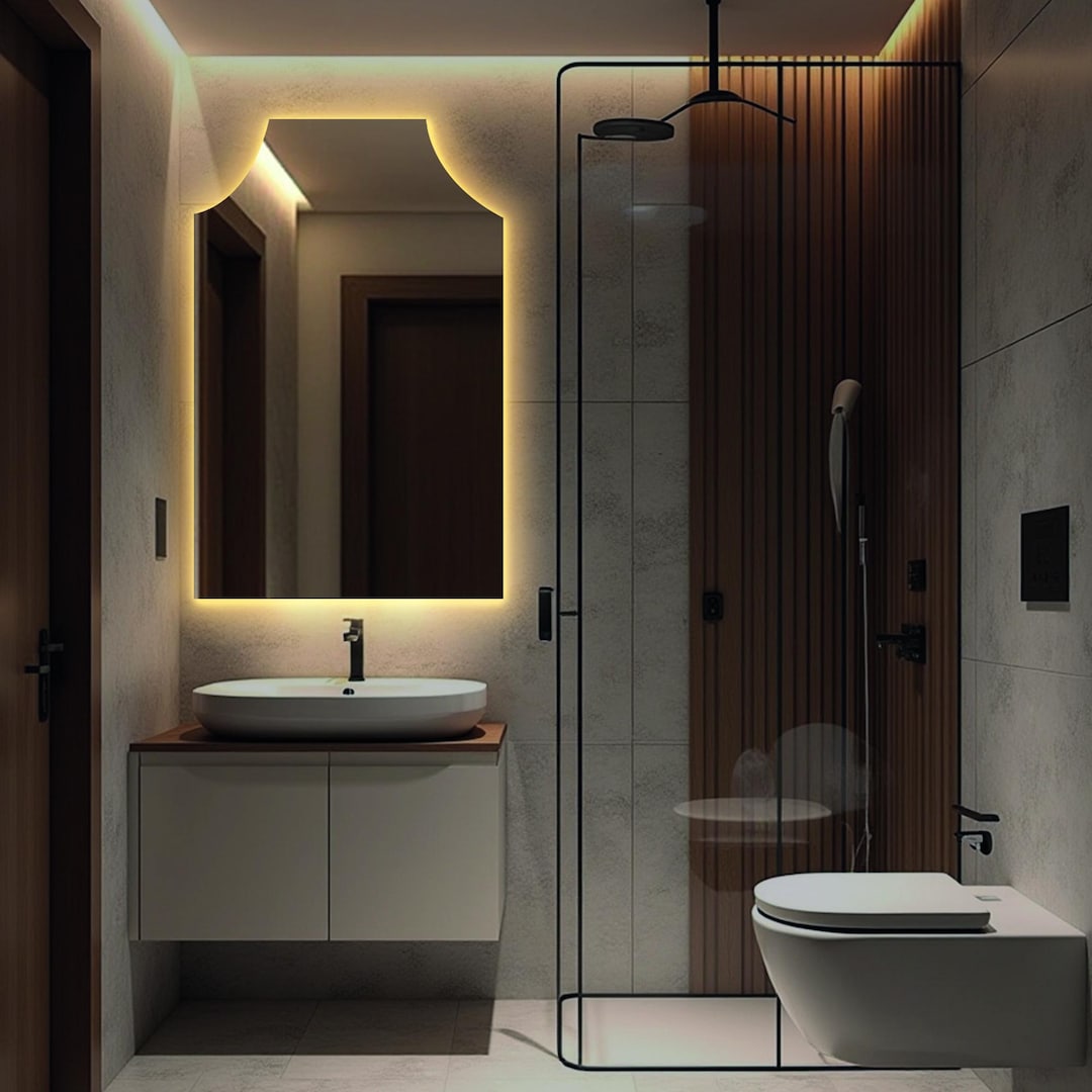 Modern Backlit LED Bathroom Mirror: Niche Cut Vanity Mirror - Etsy
