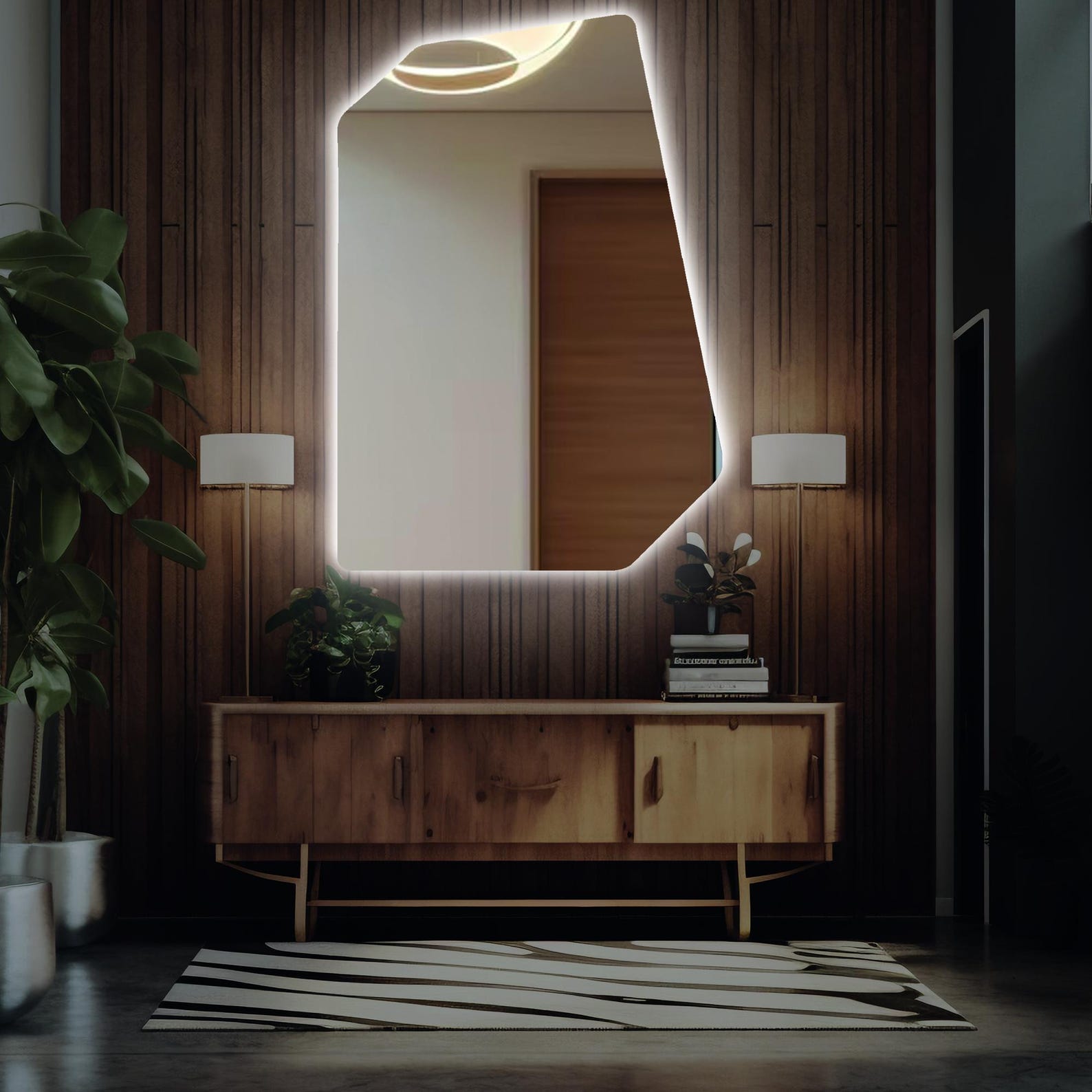 Asymmetric LED Wall Mirror for Modern Minimalist Bathroom Bedroom ...