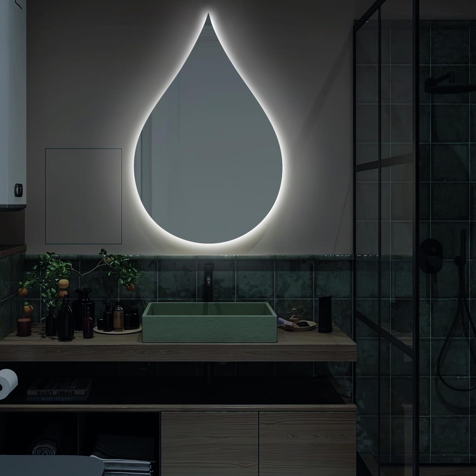 Teardrop LED Mirror - Unique Water Drop Shape Mirror - Modern Backlit ...