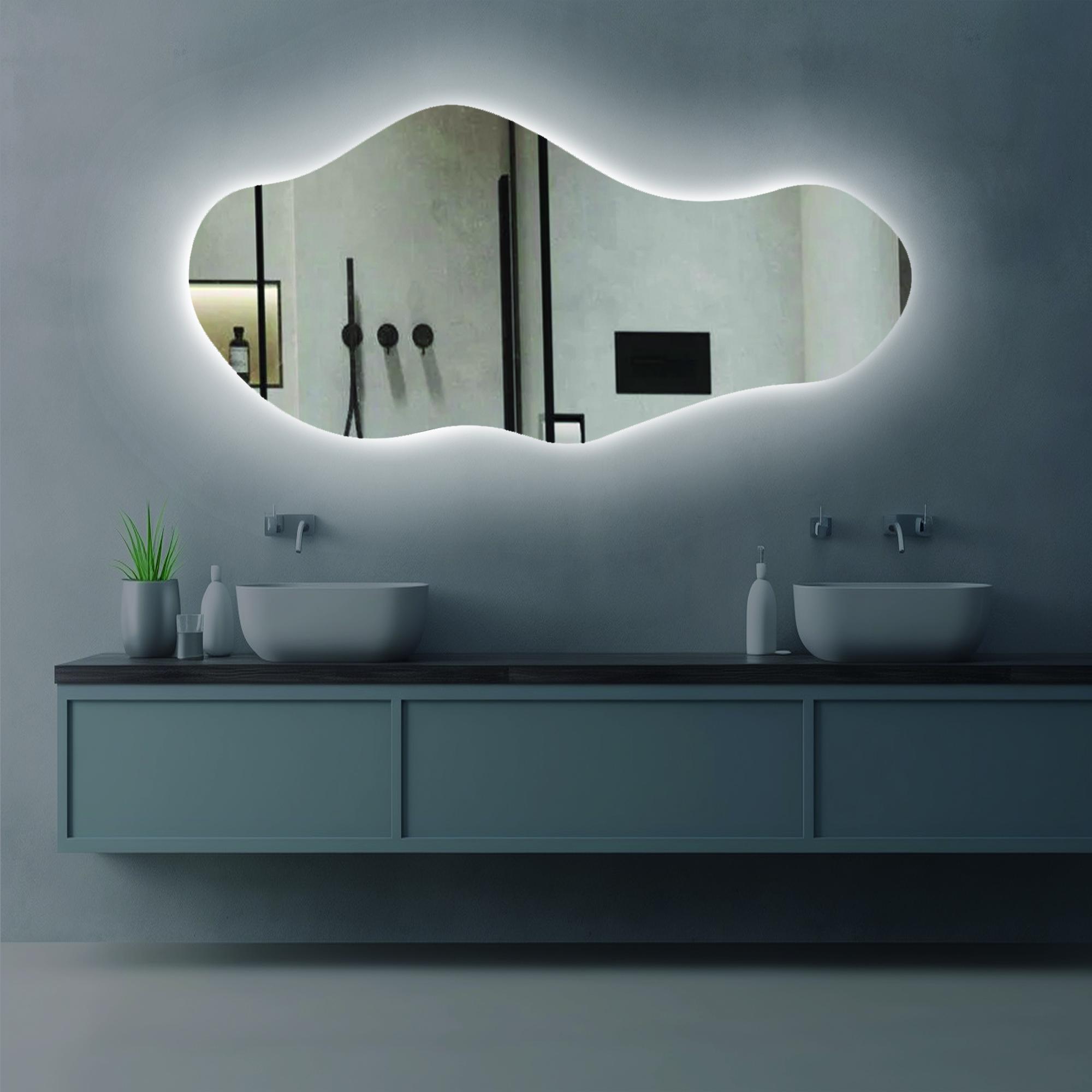Asymmetrical LED Wall Mirror: Modern Backlit Vanity Mirror - Etsy