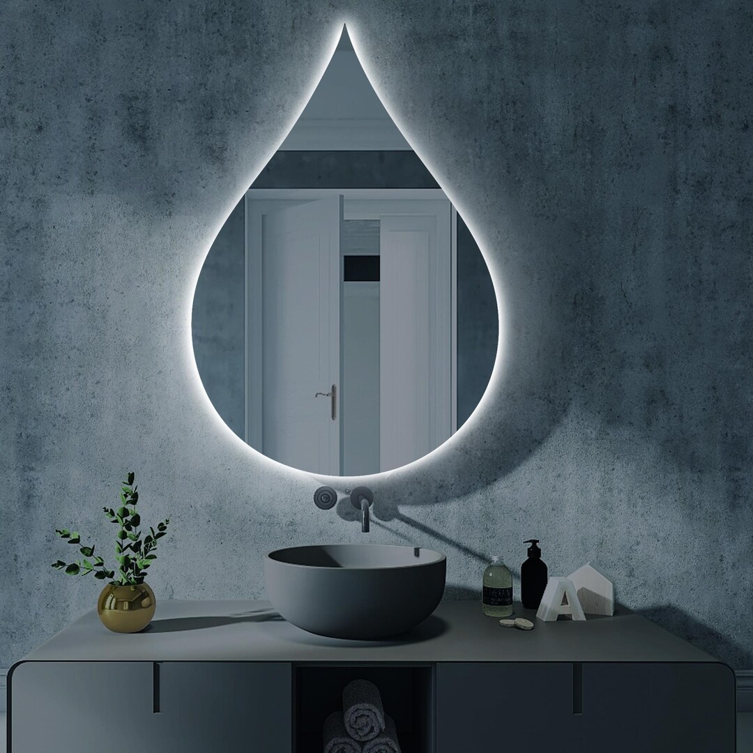 Teardrop LED Mirror - Unique Water Drop Shape Mirror - Modern Backlit ...