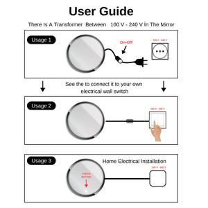 Half Circle LED Mirror - Modern Wall Mounted Lighted Mirror for ...
