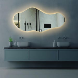 Asymmetrical LED Wall Mirror: Modern Backlit Vanity Mirror - Etsy