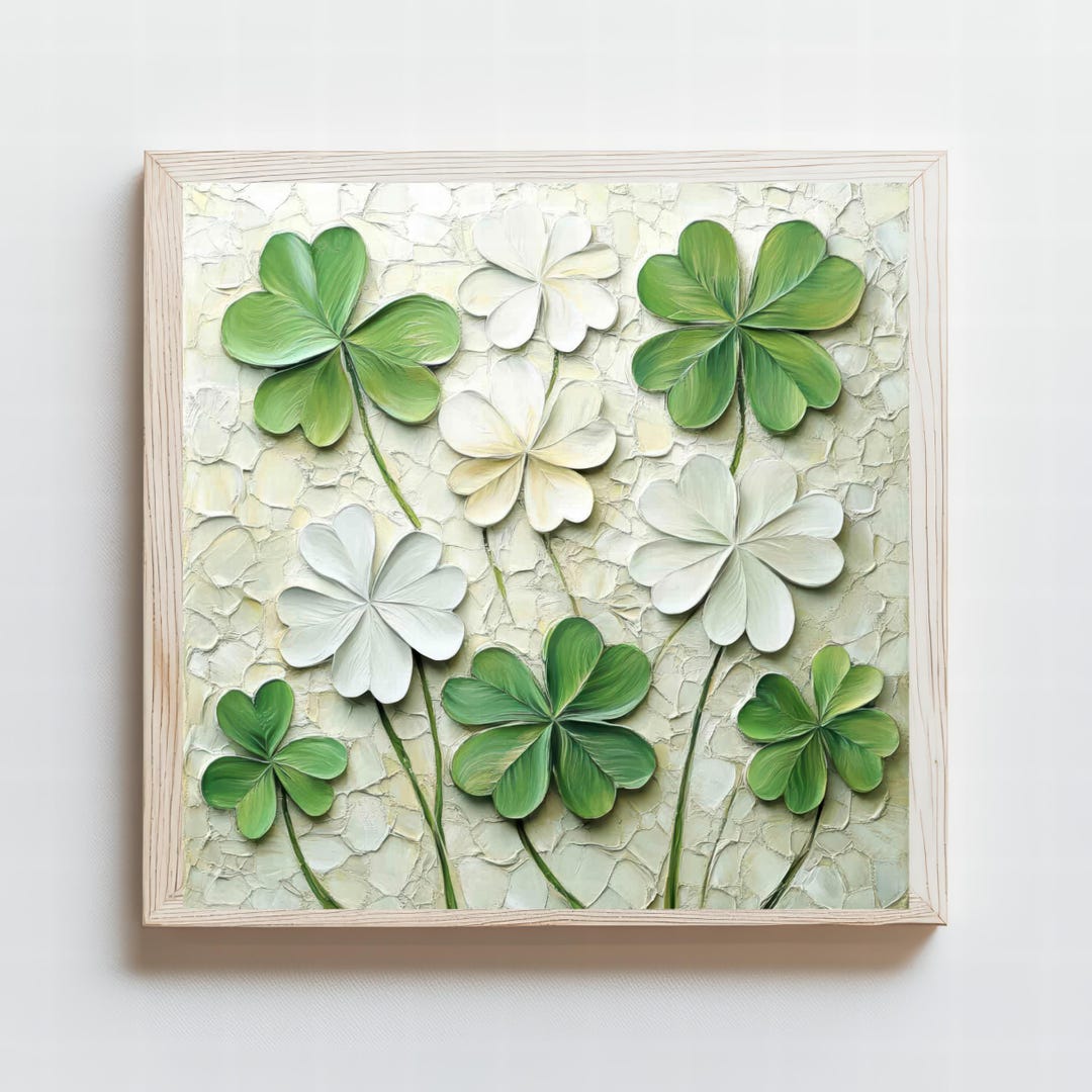 Four-leaf Clover Wall Art, Spring Wall Art Print, Lucky Shamrock Charms ...