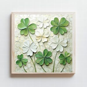 Four-leaf Clover Wall Art, Spring Wall Art Print, Lucky Shamrock Charms ...