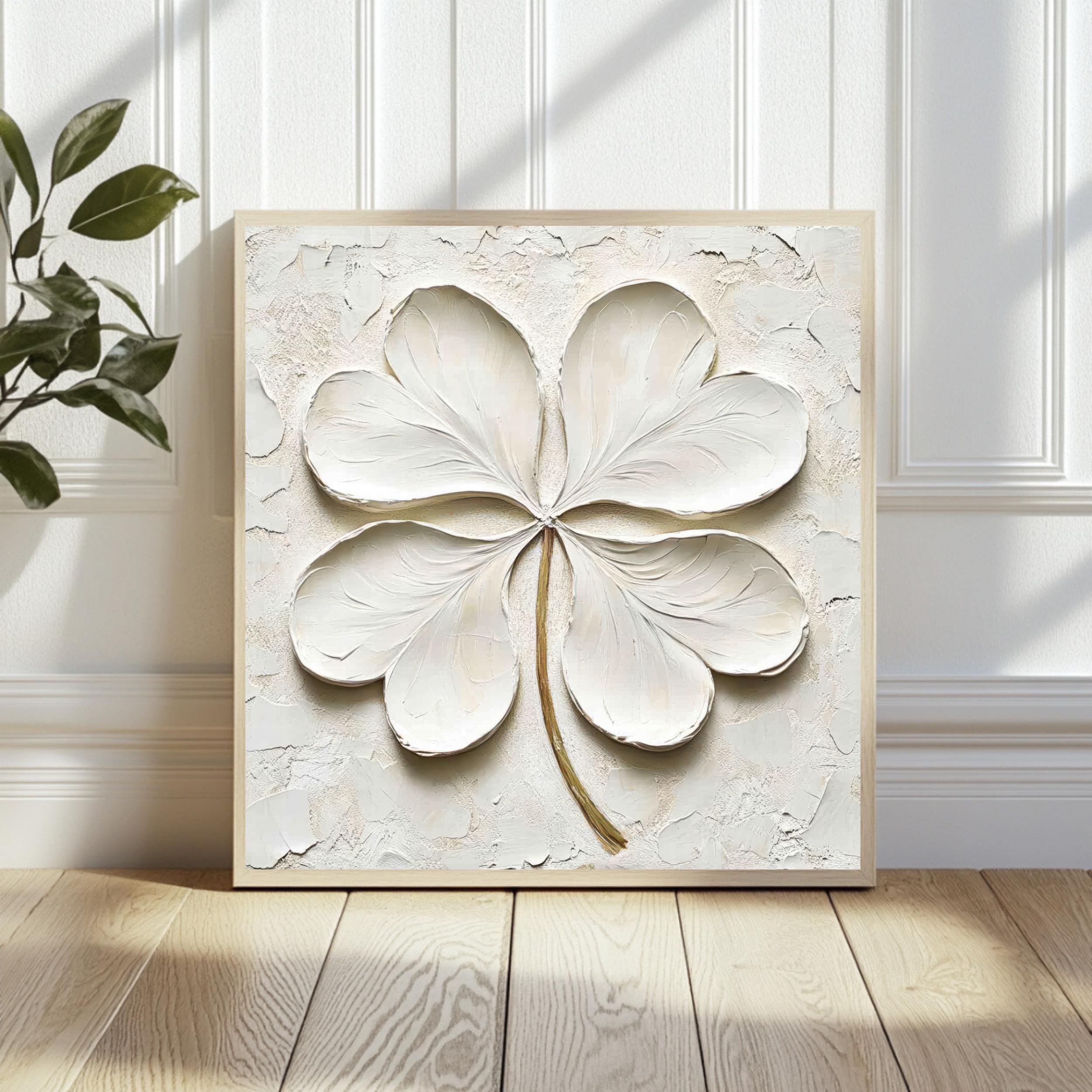 Four-leaf Clover Wall Art, Spring Wall Art Print, Lucky Shamrock Charms ...