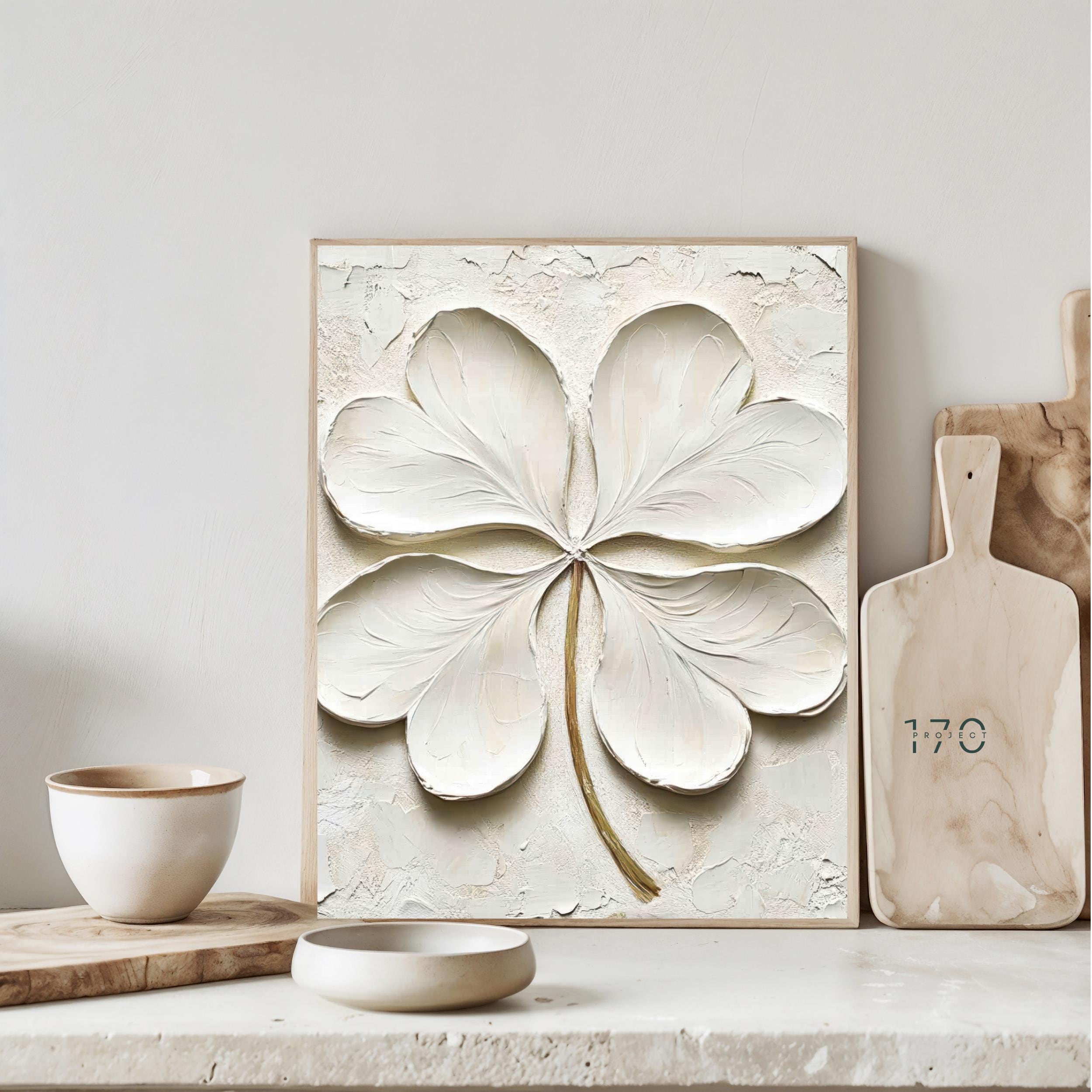 Four-leaf Clover Wall Art, Spring Wall Art Print, Lucky Shamrock Charms ...