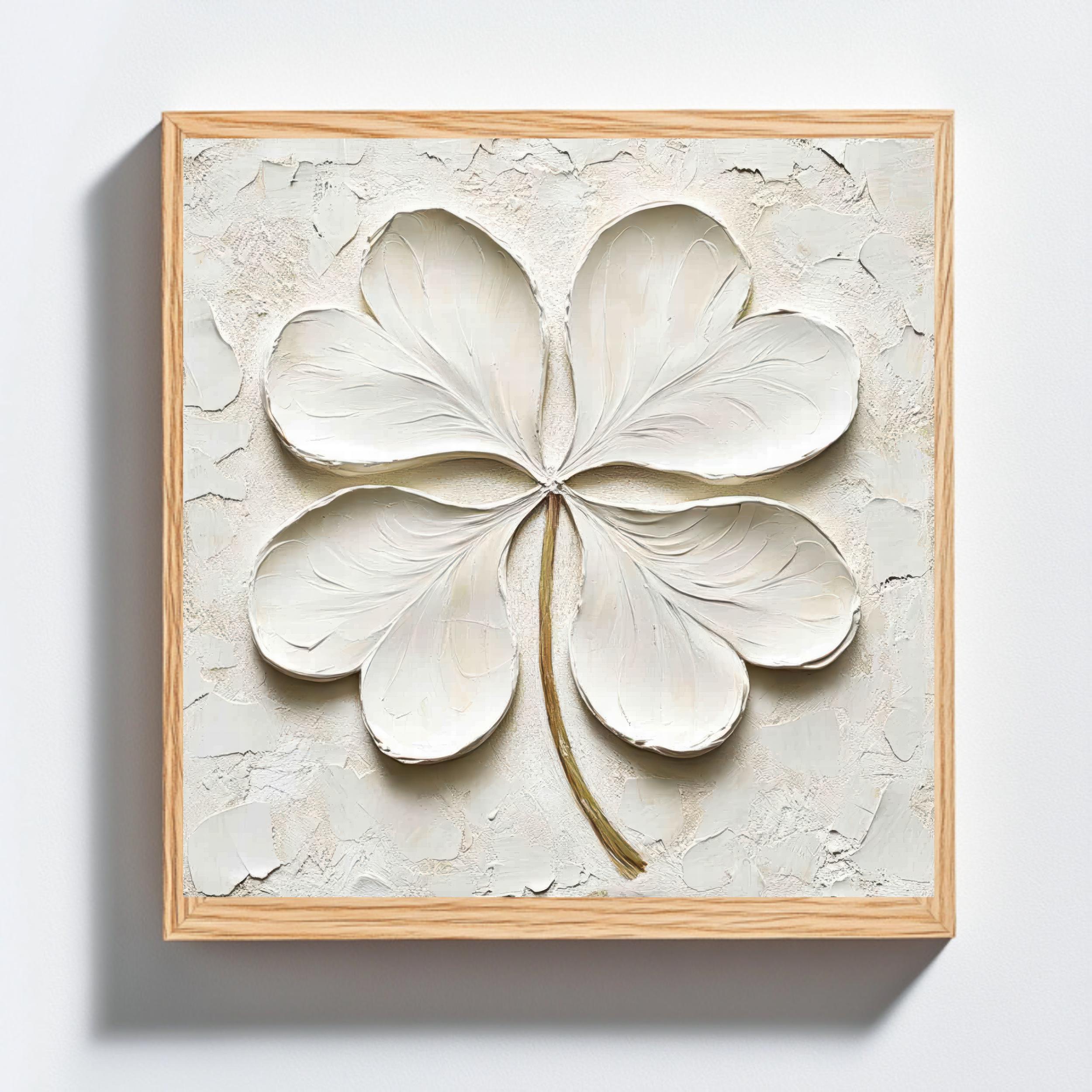 Four-leaf Clover Wall Art, Spring Wall Art Print, Lucky Shamrock Charms ...