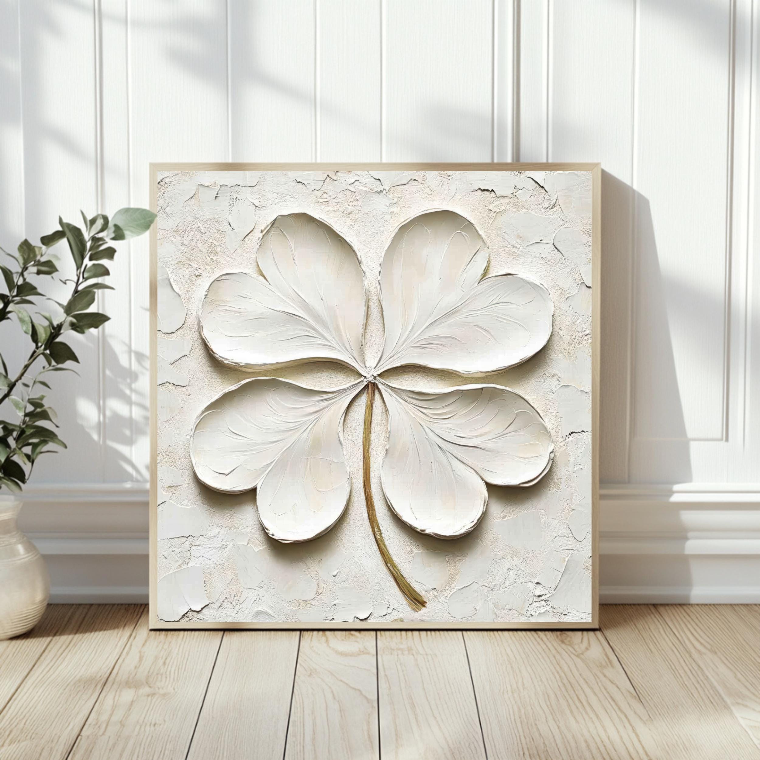 Four-leaf Clover Wall Art, Spring Wall Art Print, Lucky Shamrock Charms ...