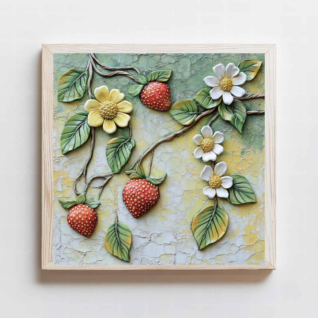 3D Strawberry Pop Art, Trendy Wall Art Print, Fruit Wall Art Kitchen ...