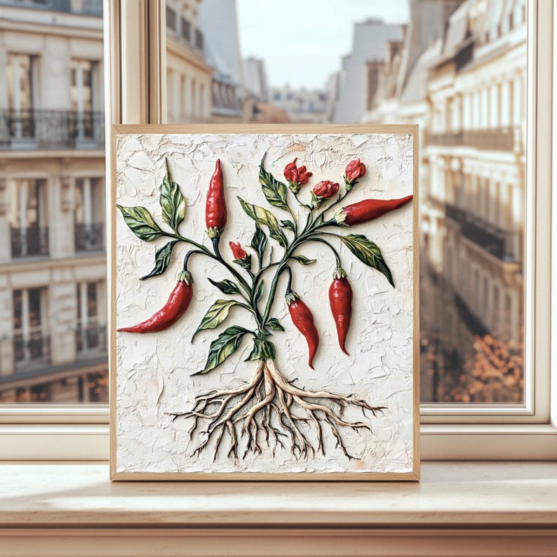 Chilli Wall Art, Trendy Wall Art Print, Botanical Kitchen Decor ...