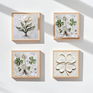 Four-leaf Clover Wall Art, Spring Wall Art Print, Lucky Shamrock Charms ...