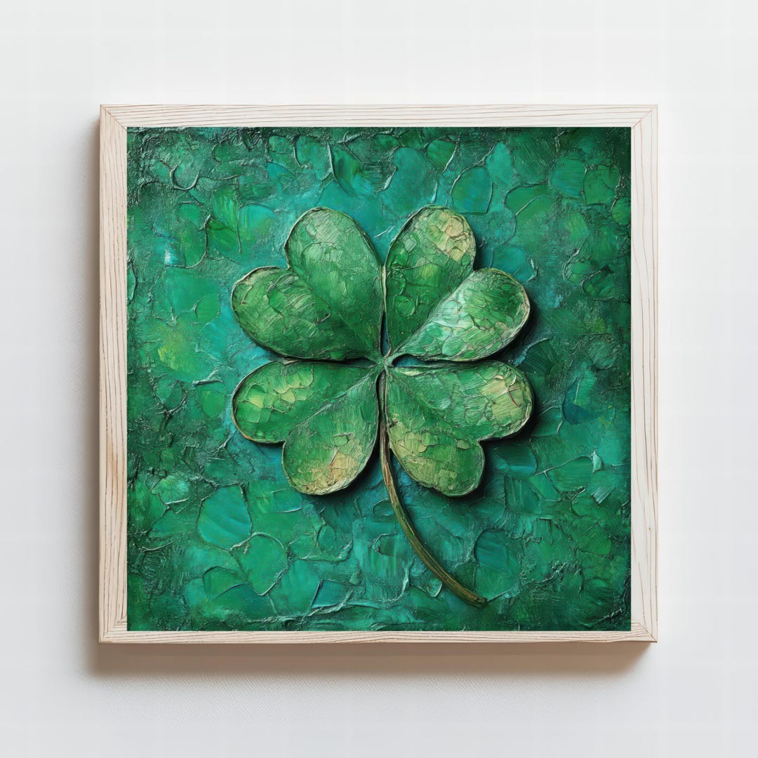 Four-leaf Clover Wall Art, Emerald Wall Art Print, Luck With Shamrock ...