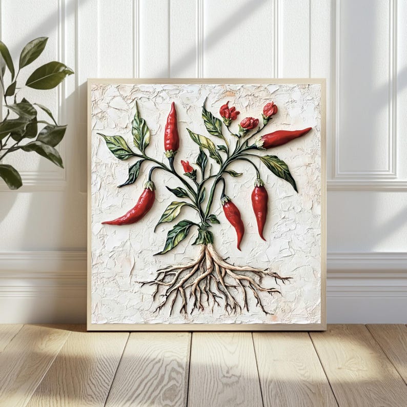 Chilli Wall Art, Trendy Wall Art Print, Botanical Kitchen Decor ...