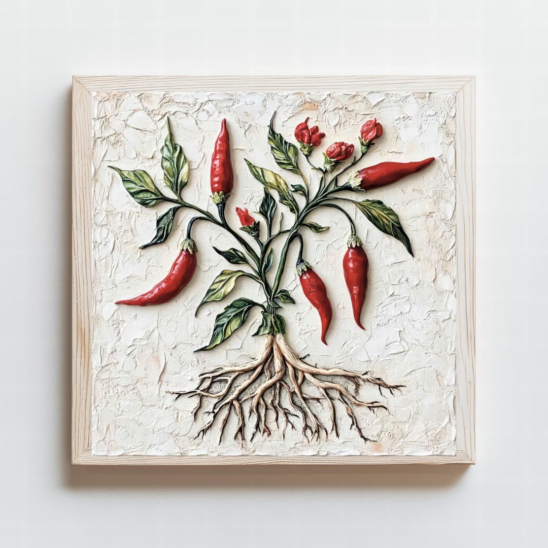 Chilli Wall Art, Trendy Wall Art Print, Botanical Kitchen Decor ...