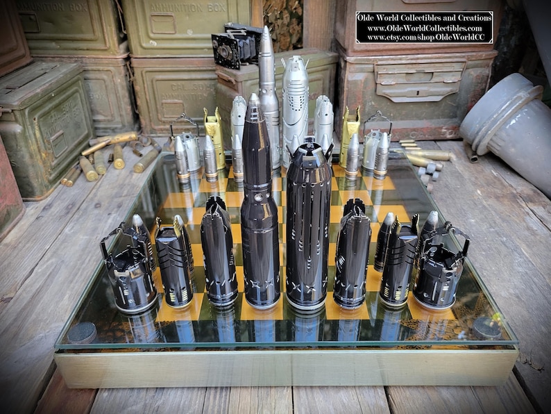Large Military Caliber Bullet Shell Chess Set- With Custom Steel Banded ...