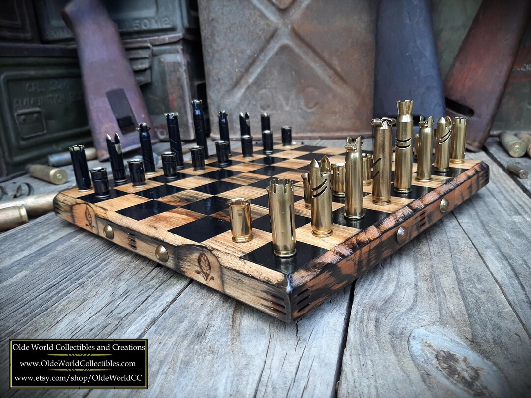 Mixed Caliber Bullet Shell Chess Set W/ Pine Wood Board #0420250009 - Etsy