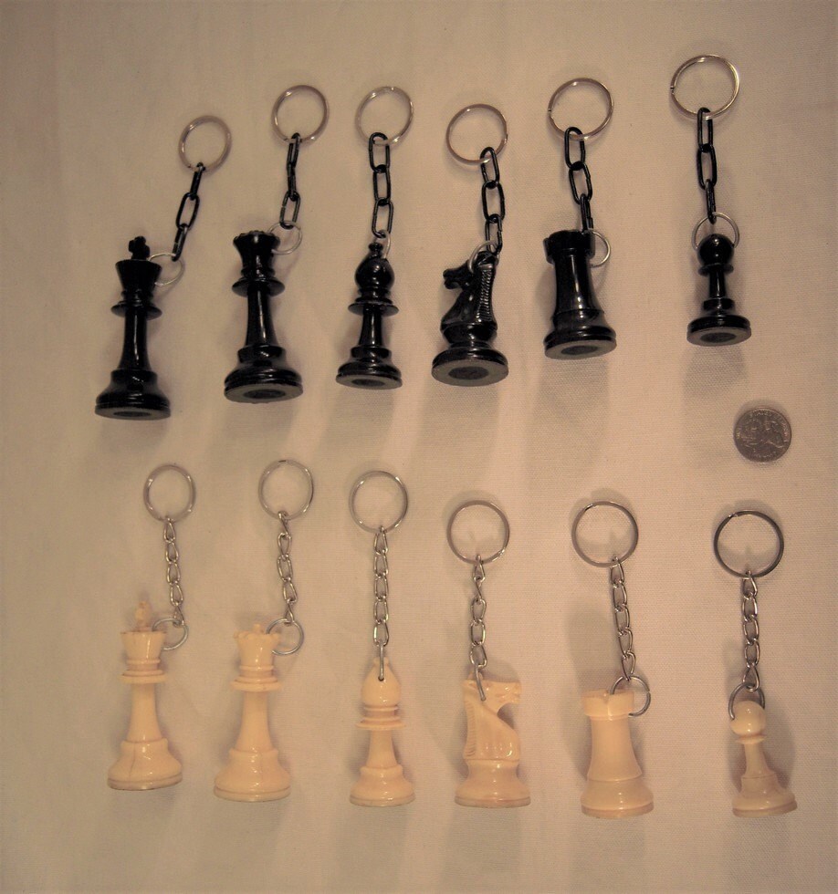 Chess pieces keychains Vintage 1980's era chess pieces | Etsy