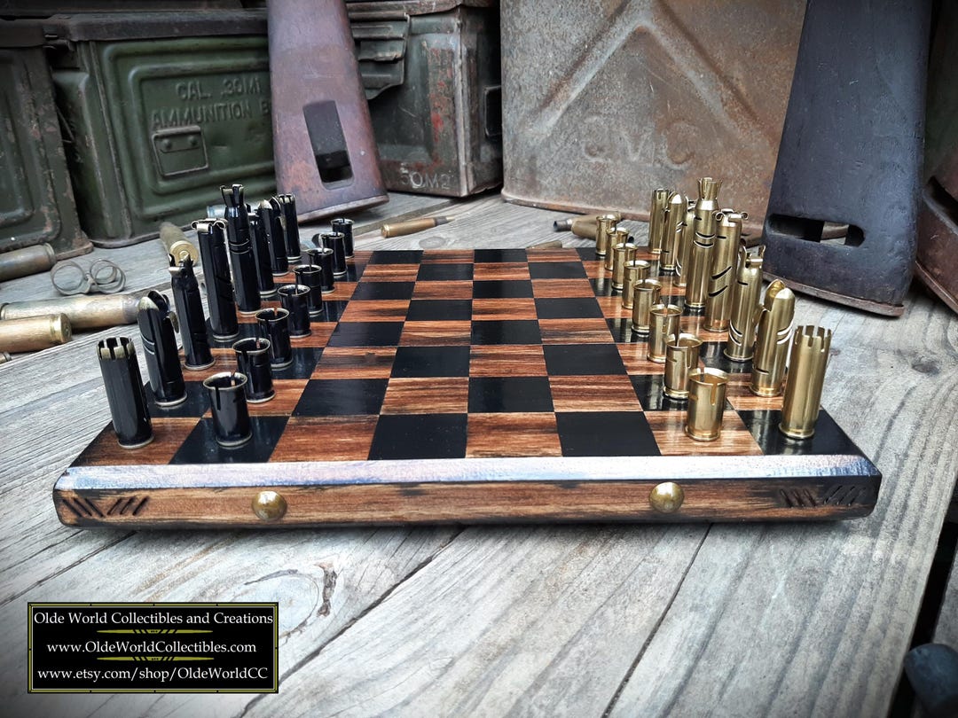 Mixed Caliber Bullet Shell Chess Set W/ Pine Wood Board #0420250008 - Etsy